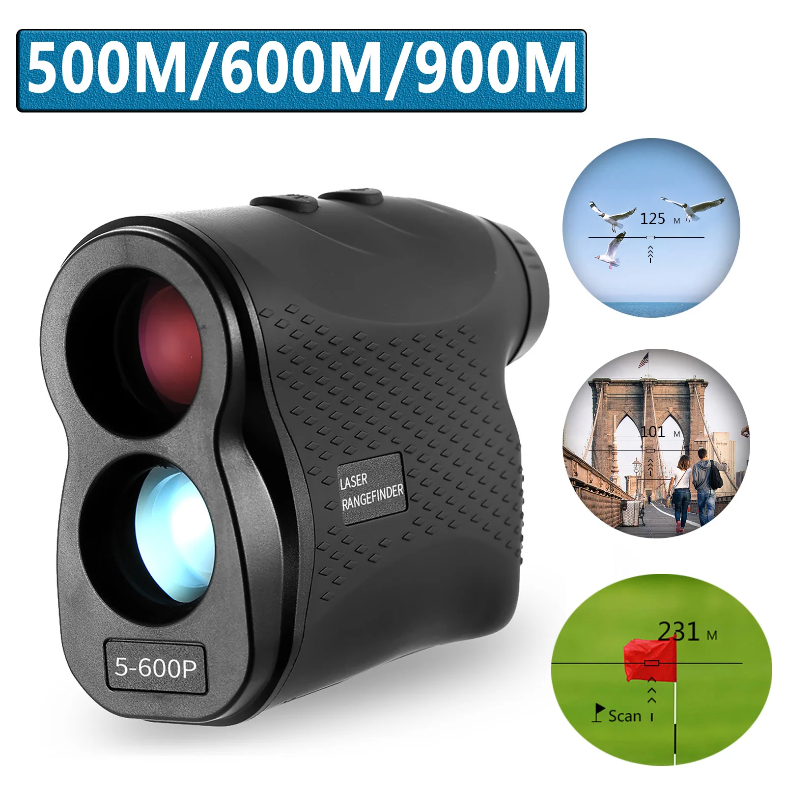 Telémetro de Golf de 500m/ 600m/900m, medidor de distancia, probador de ...