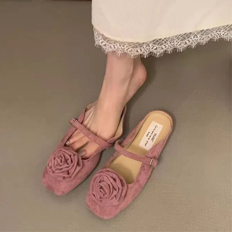 Flower-Flats-Mules-Shoes-Women-Slippers-2024-Summer-Fashion-Dress ...