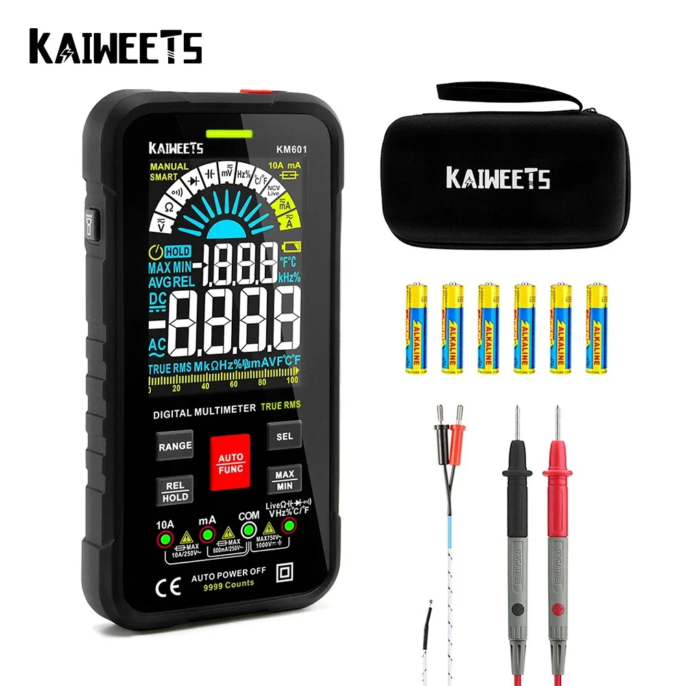 Kaiweets Km601 9999 Counts Digital Multimeter Smart Auto Range 1000v ...