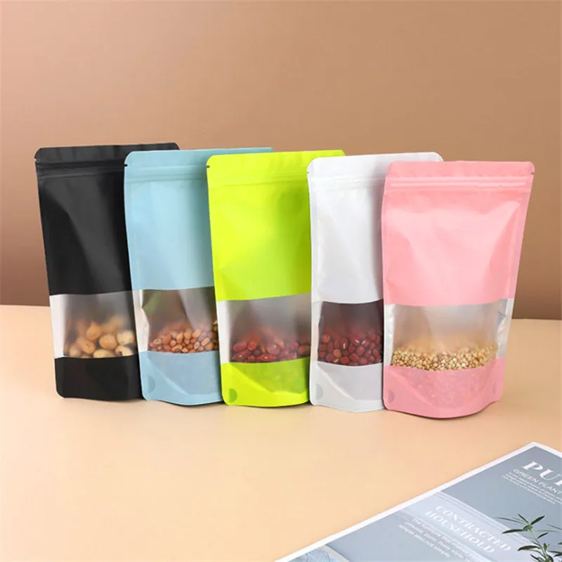 100pcs-Stand-Up-Aluminum-Foil-Window-Zip-Lock-Bag-Resealable-Party ...