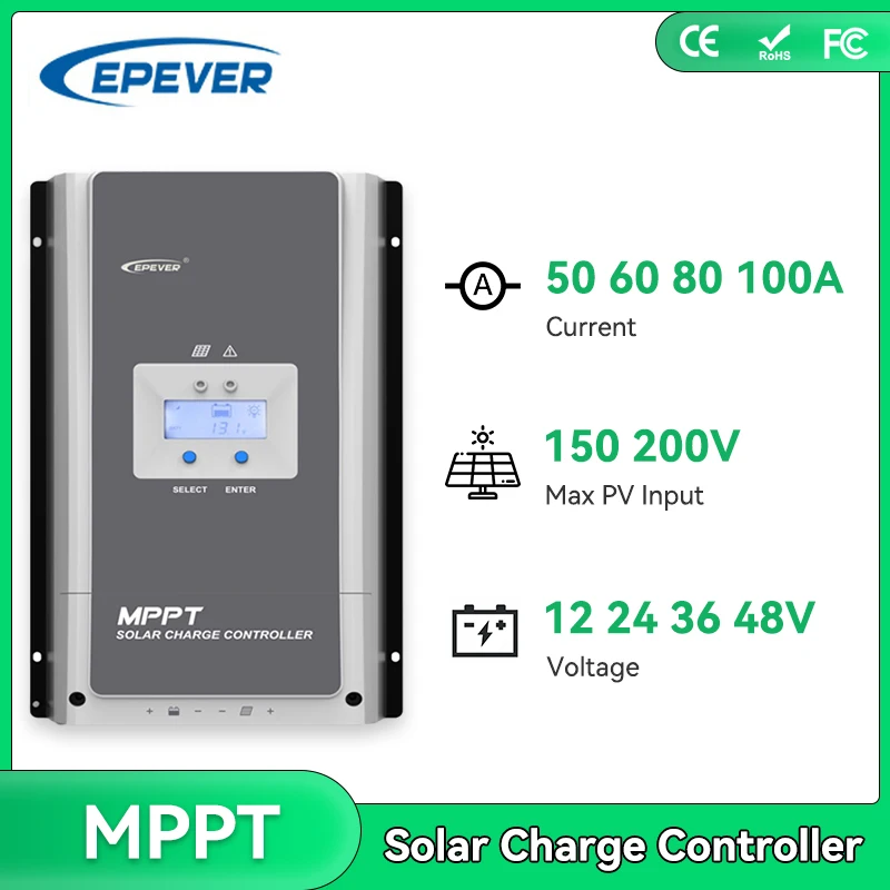 EPEVER-MPPT-100A-80A-60A-50A-Solar-Charge-Controller-12V-24V-36V-48V ...