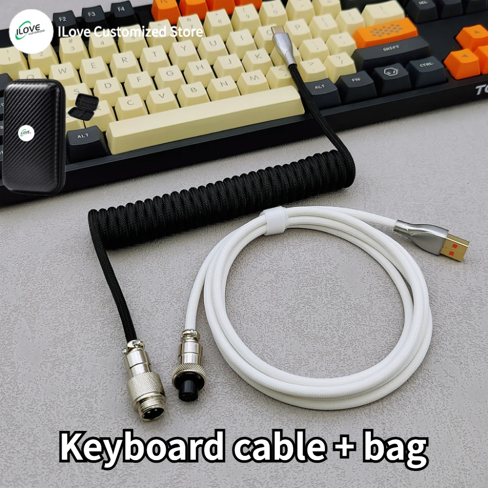 Braided Mix for Gaming Keyboard1.8m Coiled Type-C to USB A Mechanical ...