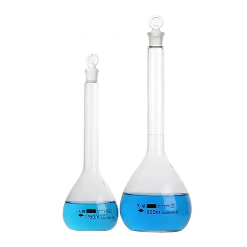 New-Clear-Glass-Volumetric-Flask-Glassware-With-Stopper-Lab-Chemistry ...