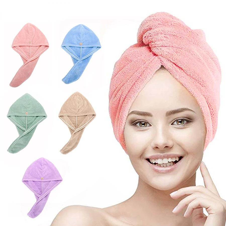 Quick dry Hair Towel Women Hair Drying Hat Cap Hat Bath Hat Microfiber ...