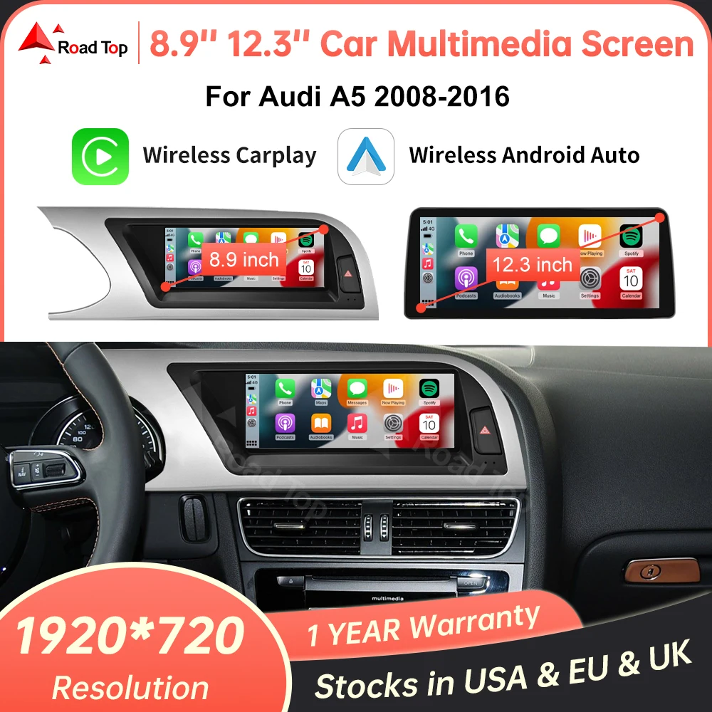 Road Top 1920*720 Multimedia Touch Screen Wireless CarPlay Android Auto ...