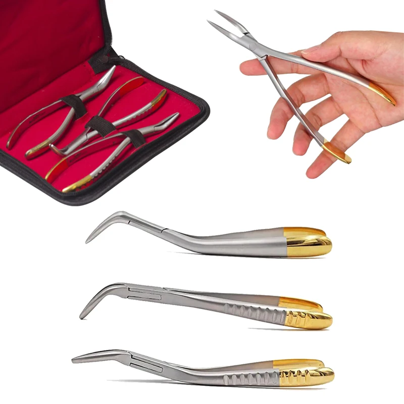 3-Pcs-Dental-Residual-Root-Tweezers-Tooth-Extraction-Forceps-Curved ...