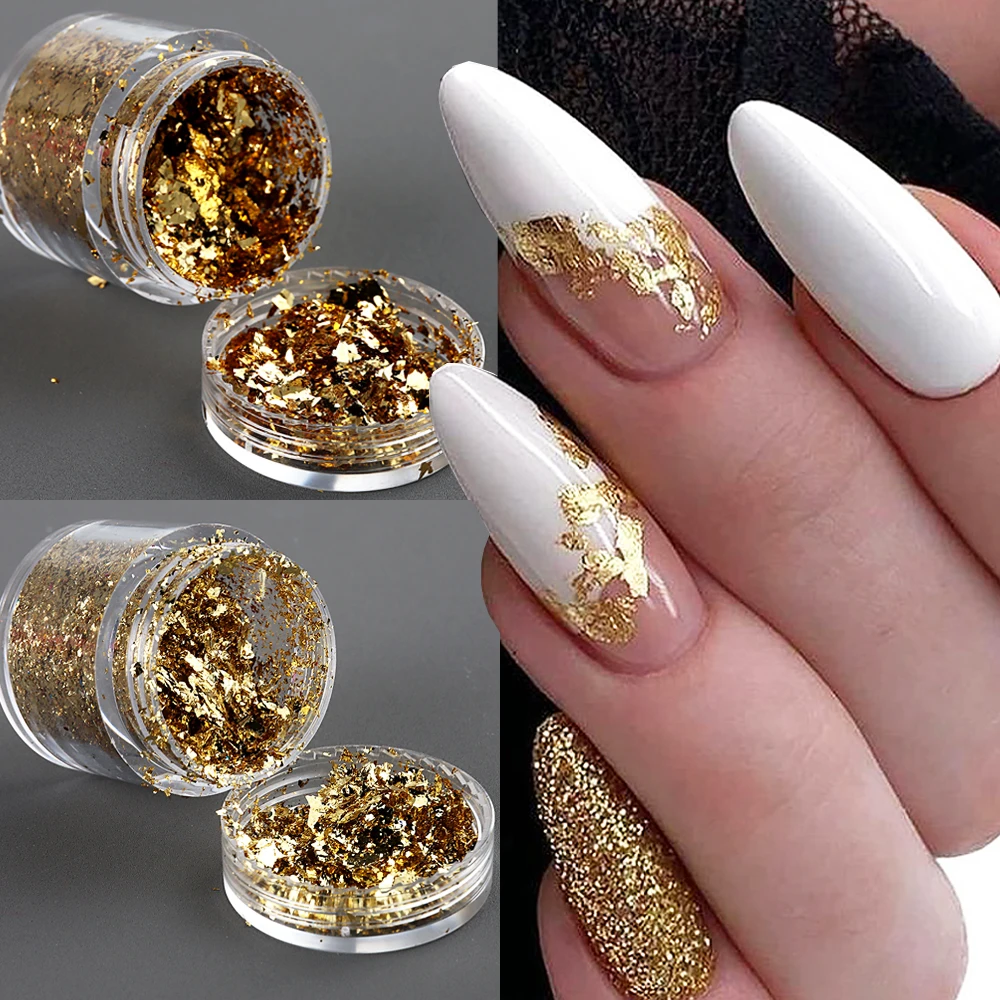 3D-Irregular-Gold-Foil-Flakes-Nail-Art-Sequins-Silver-Glitter-Aluminum ...