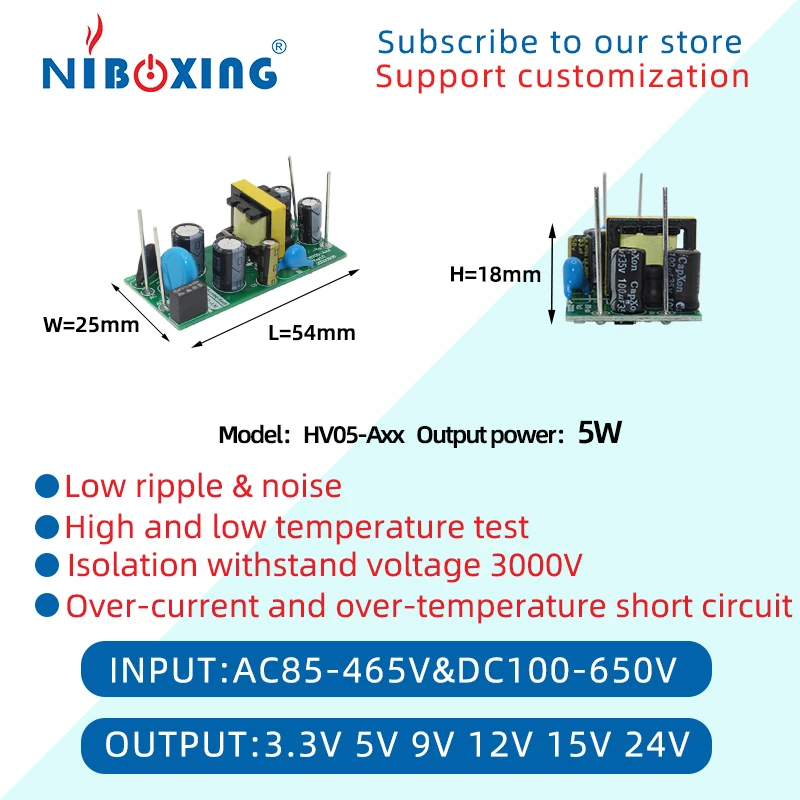 ACDC 220V 380V to 3.3V1A 5V1A 9V 12V 15V 24V 5W Open Plate Power Supply ...