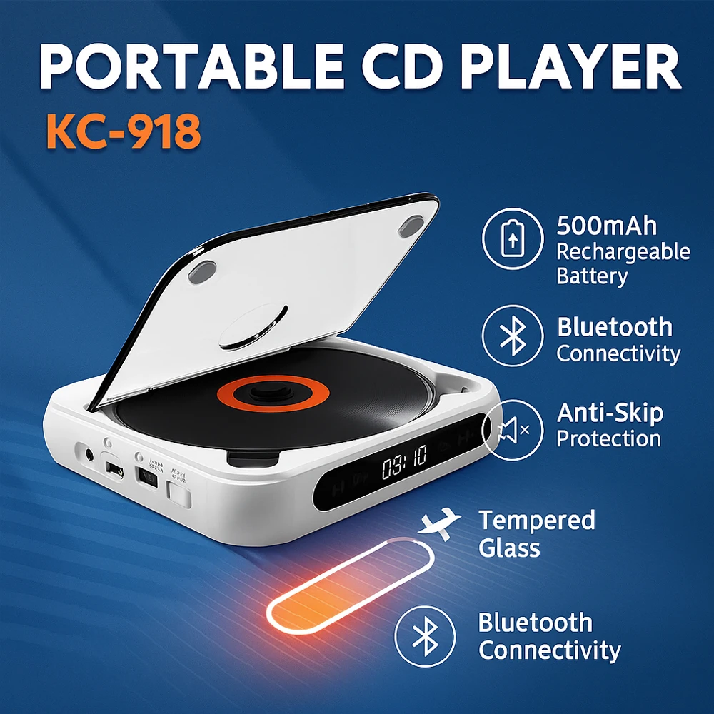 Reproductor de CD portátil con Bluetooth USB/TF/AUX compatible con ...