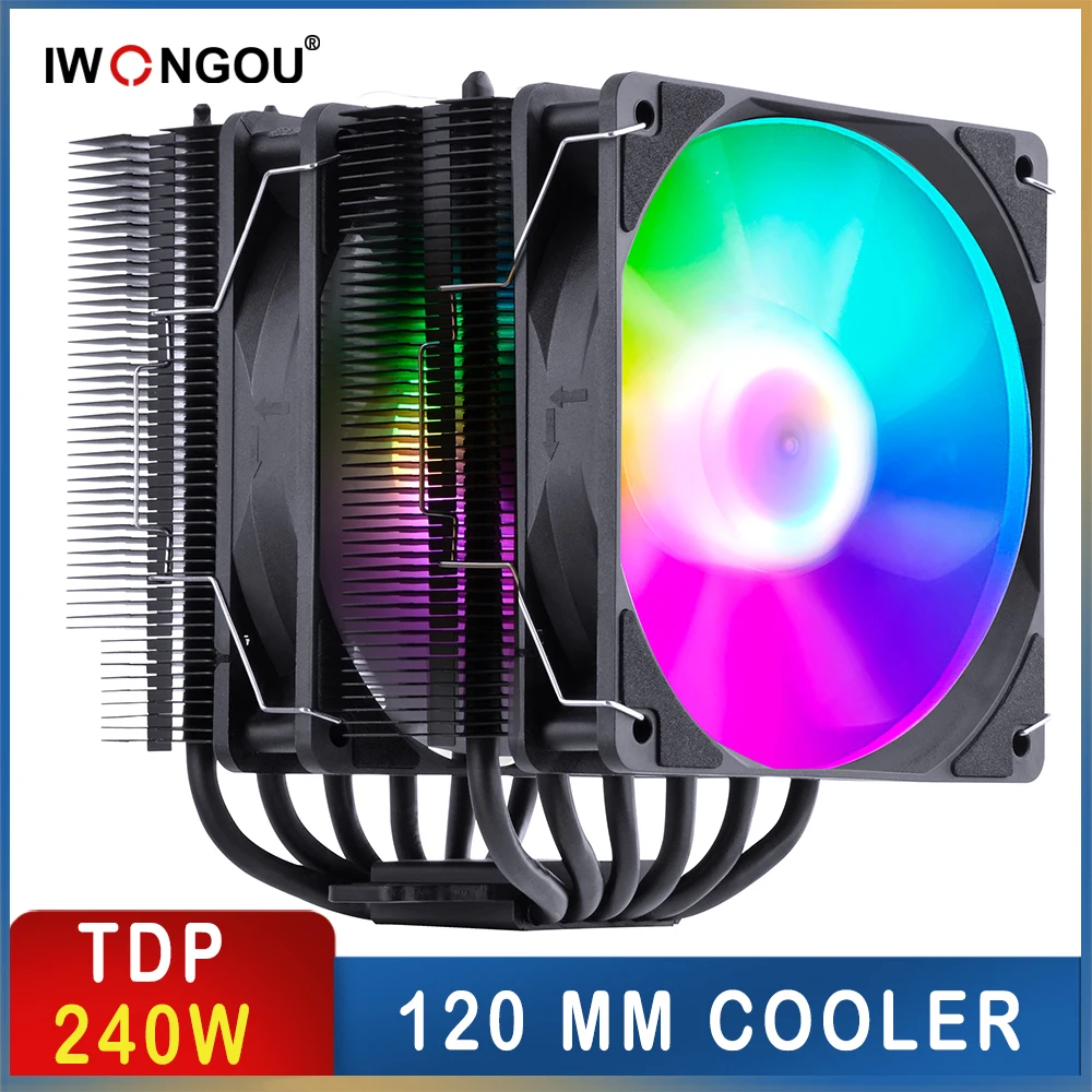 IWONGGOU-Air-Cooler-6-Heatpipes-TDP-240w-RGB-Fan-X99-Xeon-Processor ...