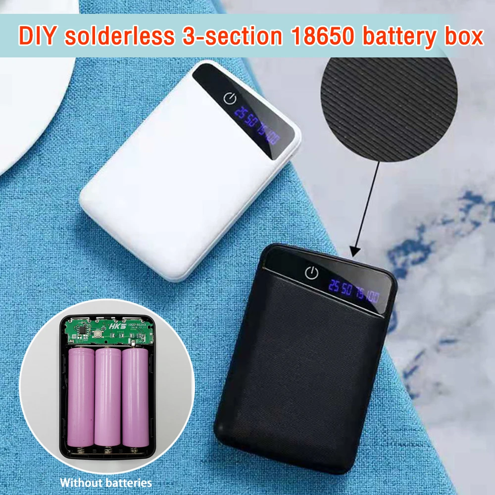18650 DIY Power Bank Case 3 USB Output Ports Plastic Shell Box with LCD ...