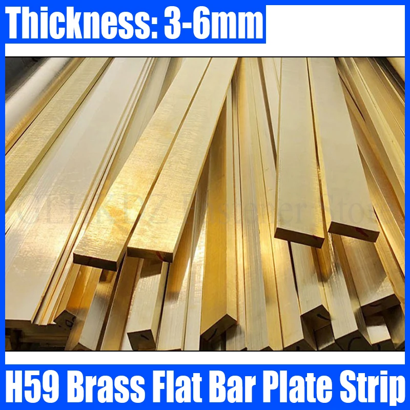 1PCS H59 Brass Flat Bar Plate Strip Thickness 3-6mm Pure Copper Solid ...