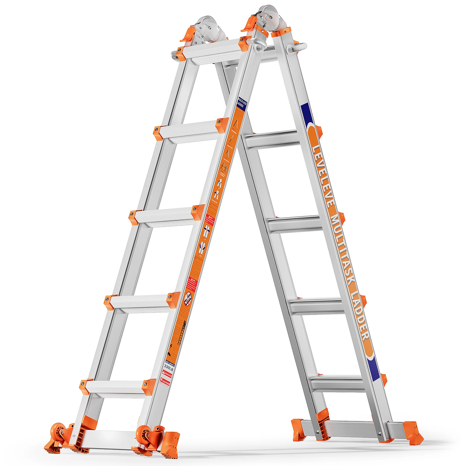 LEVELEVE Telescoping A Frame Ladder, 17FT Multi Position Ladder with ...