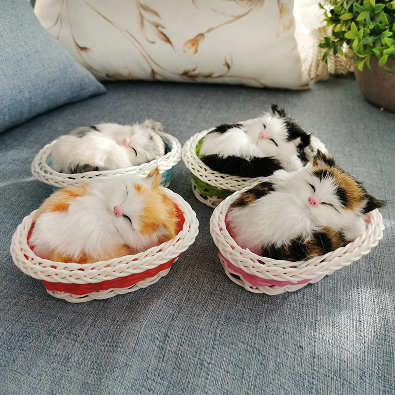 Set of 4 Mini Realistic Cats Lifelike Baby Kittens Figurines Cute Furry ...