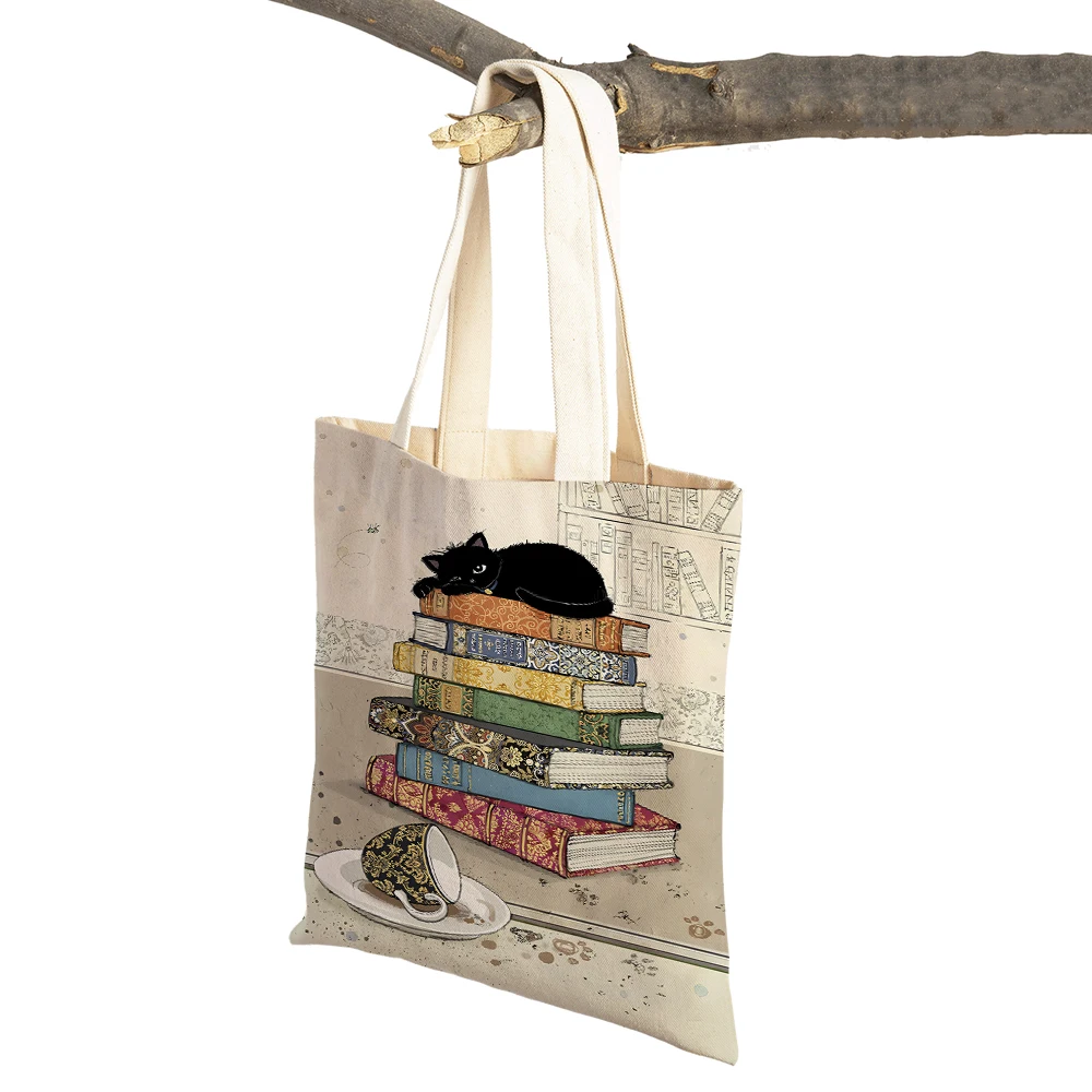 Both-Sided-Cute-Elegant-Black-Cat-Women-Shopper-Bags-Tote-Handbag-Pet ...