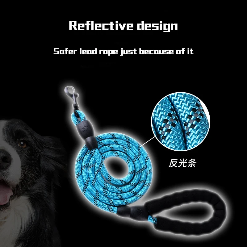 Pet-Reflective-Leash-Nylon-Round-Leash-Explosionproof-Punch-Leash-Dog ...