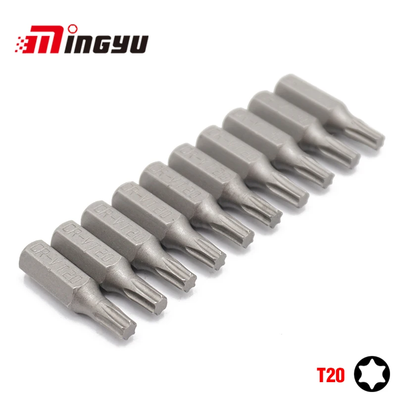 10pcs 25mm 1/4" Torx T20 Screwdriver Bit Set Repair Tools Screwdriverskit Hex Shank Drill Bit ...