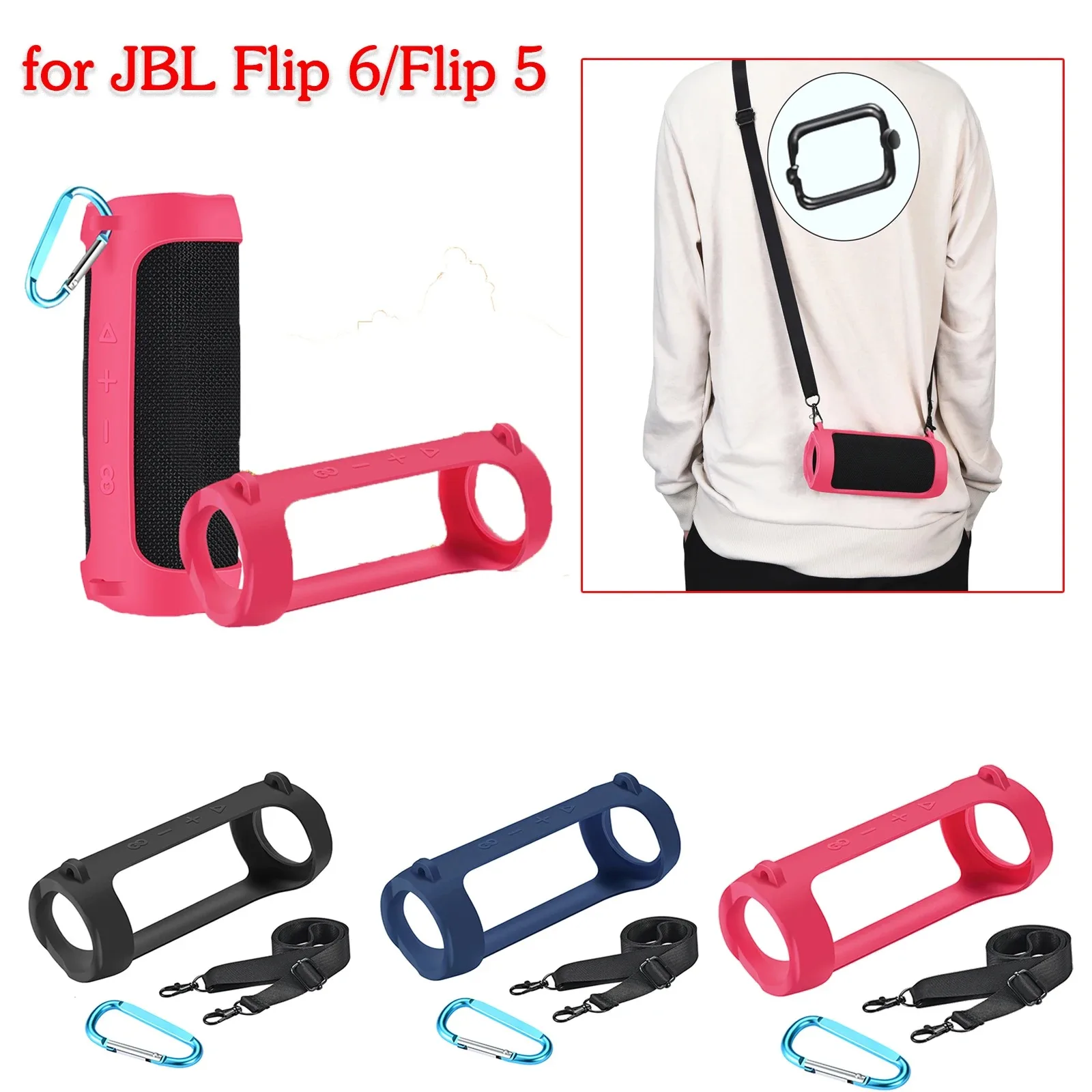 Silicone-Speaker-Protective-Case-Adjustable-Strap-Waterproof-Bluetooth ...