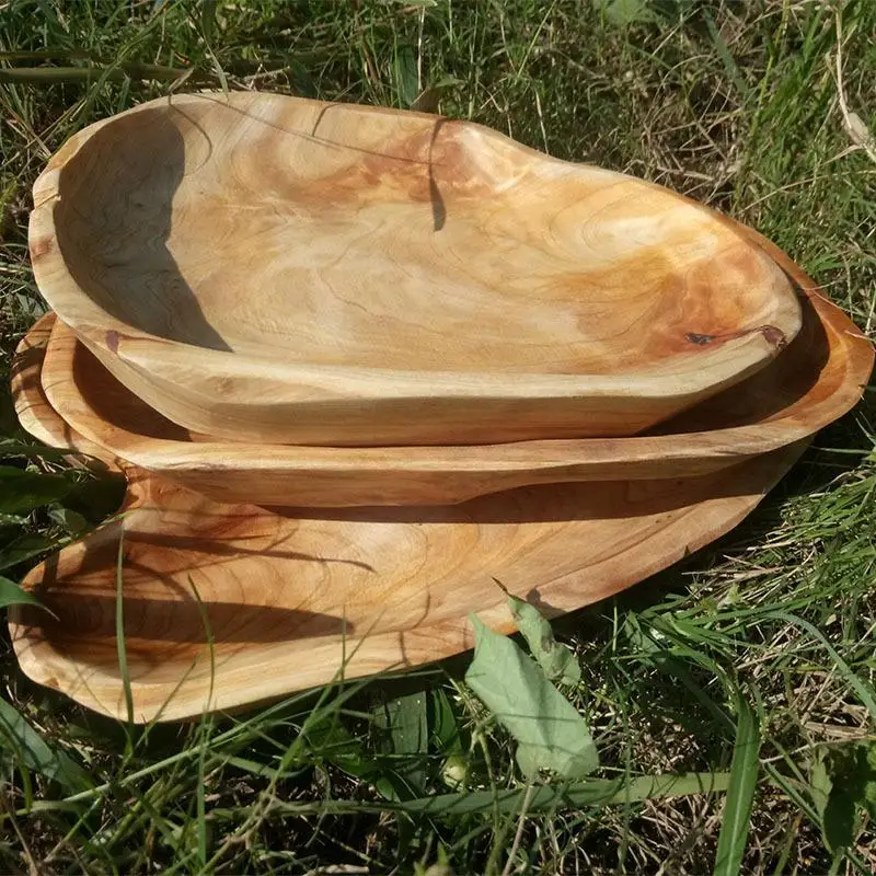 Creative-Wooden-Fruit-Bowl-Irregular-Solid-Wood-Pan-Plate-Fruit-Dishes ...