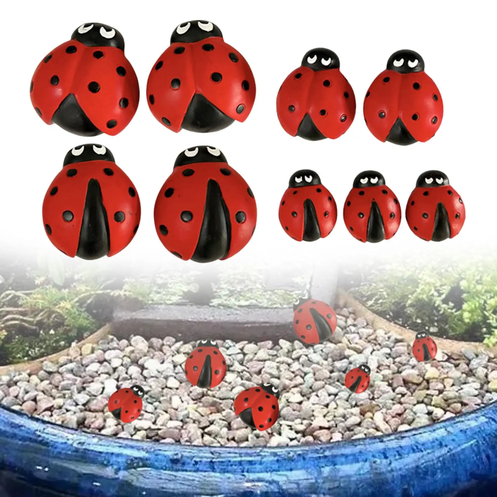 9Pcs-Ladybug-Statue-Miniature-Landscape-Yard-Art-Mini-Ladybug-Sculpture ...