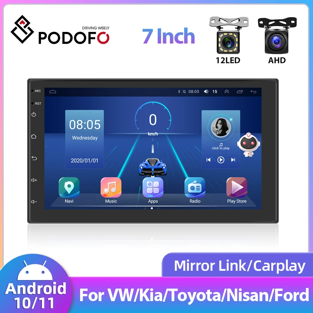 Podofo android 2din rádio do carro para vw hyundai toyota ford nissan 7 7 player reprodutor ...