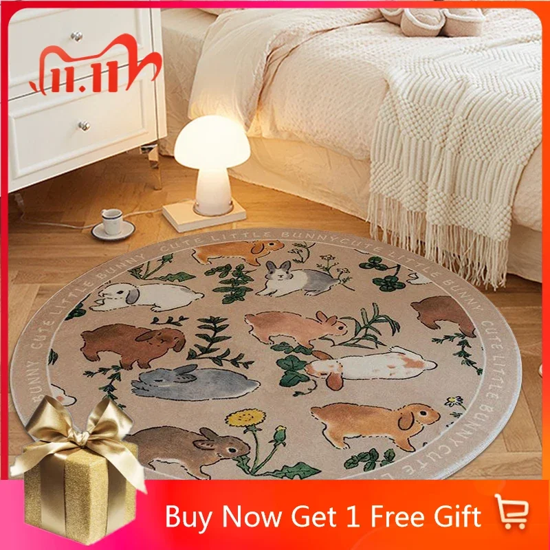 Cute-Rabbit-Carpet-Soft-Bedroom-Rugs-Round-Bedside-Area-Rug-Baby ...