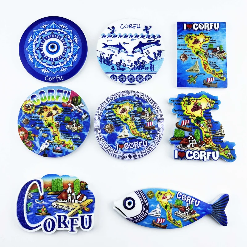 Greece-Fridge-Magnets-Corfu-Travelling-Souvenirs-Fridge-Stickers-Home ...