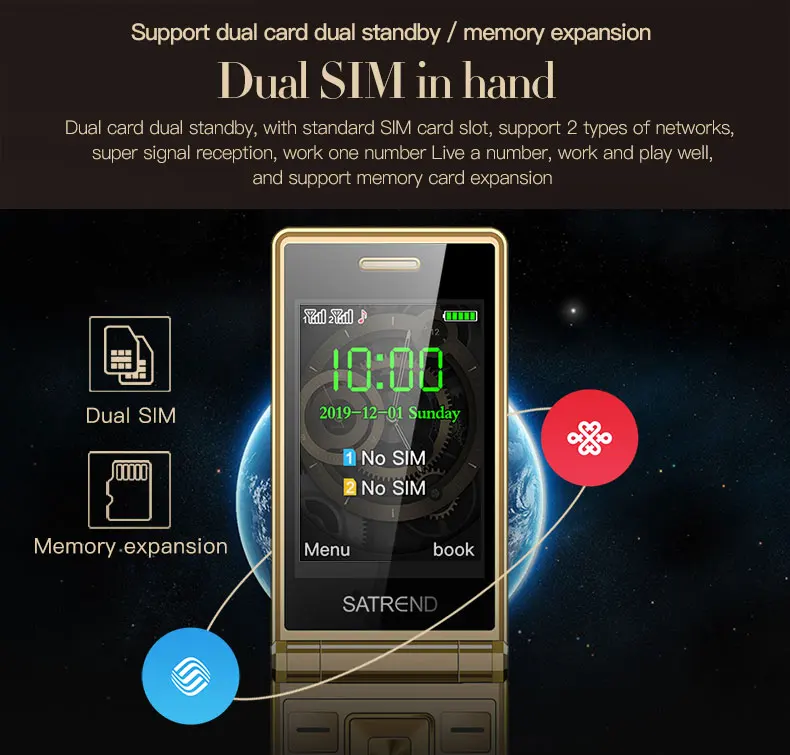 UNIWA A15 Dual Screen GSM Feature Phone Big Push-Button Flip Phone Dual ...