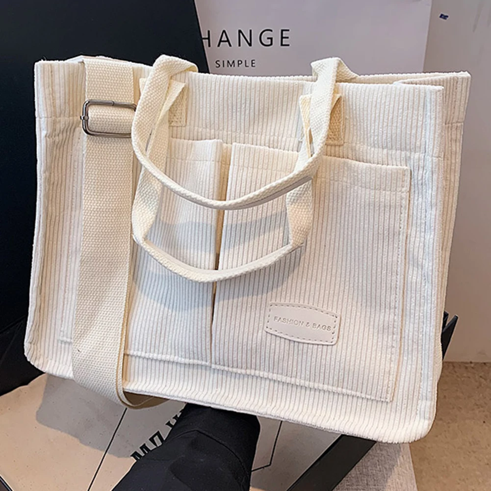 Solid-Color-Corduroy-Tote-Bags-for-Women-Multi-pocket-Handbag-Messenger-Bag-Large-Capacity-Women ...