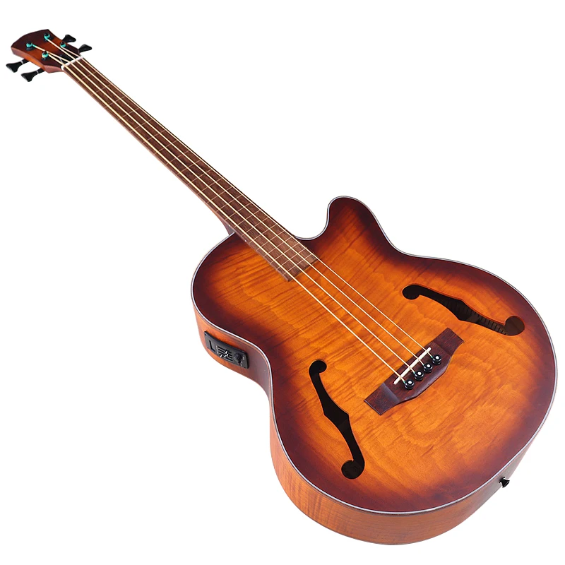 43-inch-Jumbo-bass-acoustic-bass-guitar-F-hole-full-flame-OAK-fretless ...