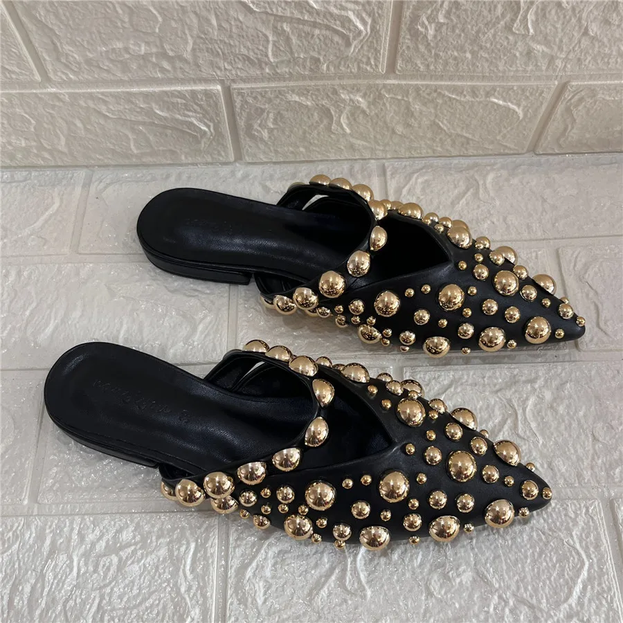 Pointed Toe Slippers for Women Rivets Studded Summer Gladiator Sandals ...