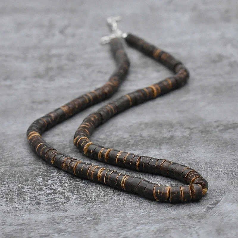 Collier en coquillage AMP naturel pour hommes et femmes, perles marron ...