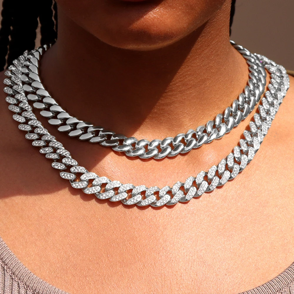 13MM-Luxury-Diamond-Cuban-Link-Chain-Necklace-For-Women-Hip-Hop-Iced ...