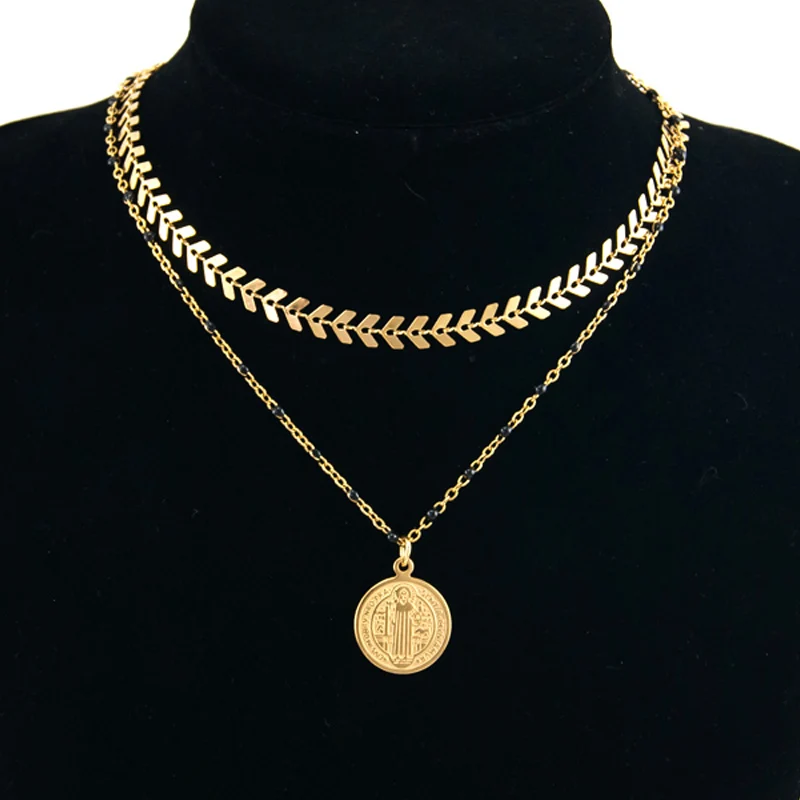 Verão dupla camada colares para mulher 2022 aço inoxidável st. benito ...