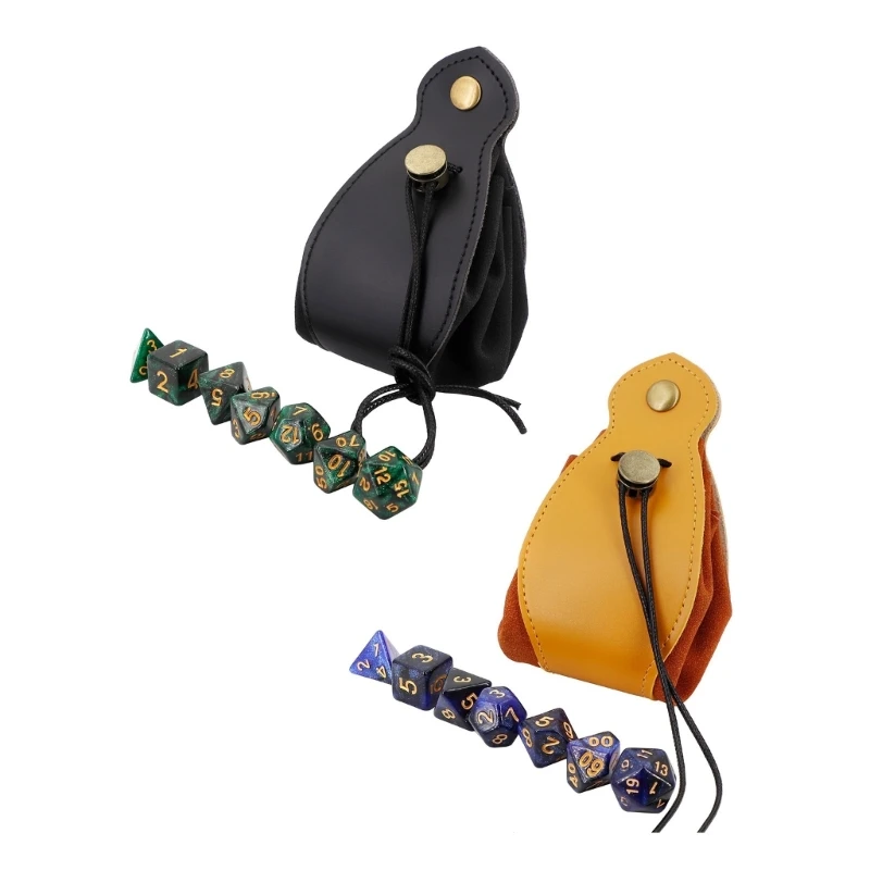 Bag Small Drawstring Leather DND Dice Pouch Storage Bag for D&D ...