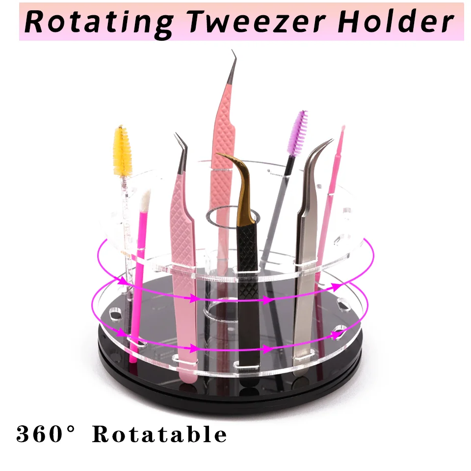 Lash-Extension-12-Holes-360-Rotatable-Eyebrow-Tweezers-Storage-Holder ...