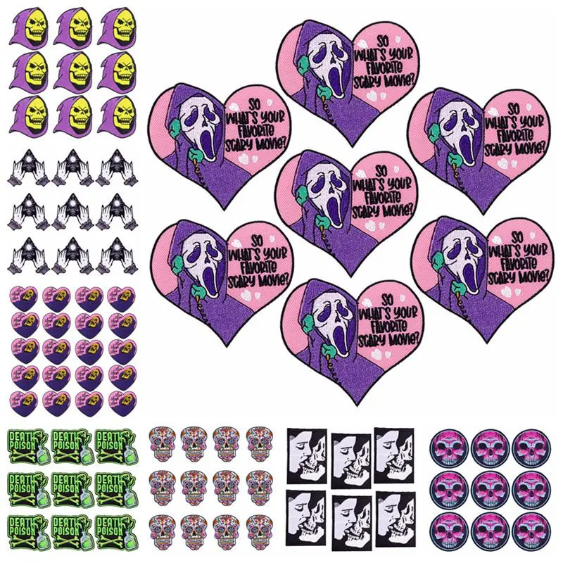 10PCS-Wholesale-Horror-Skull-Embroidered-Patches-For-Clothing ...