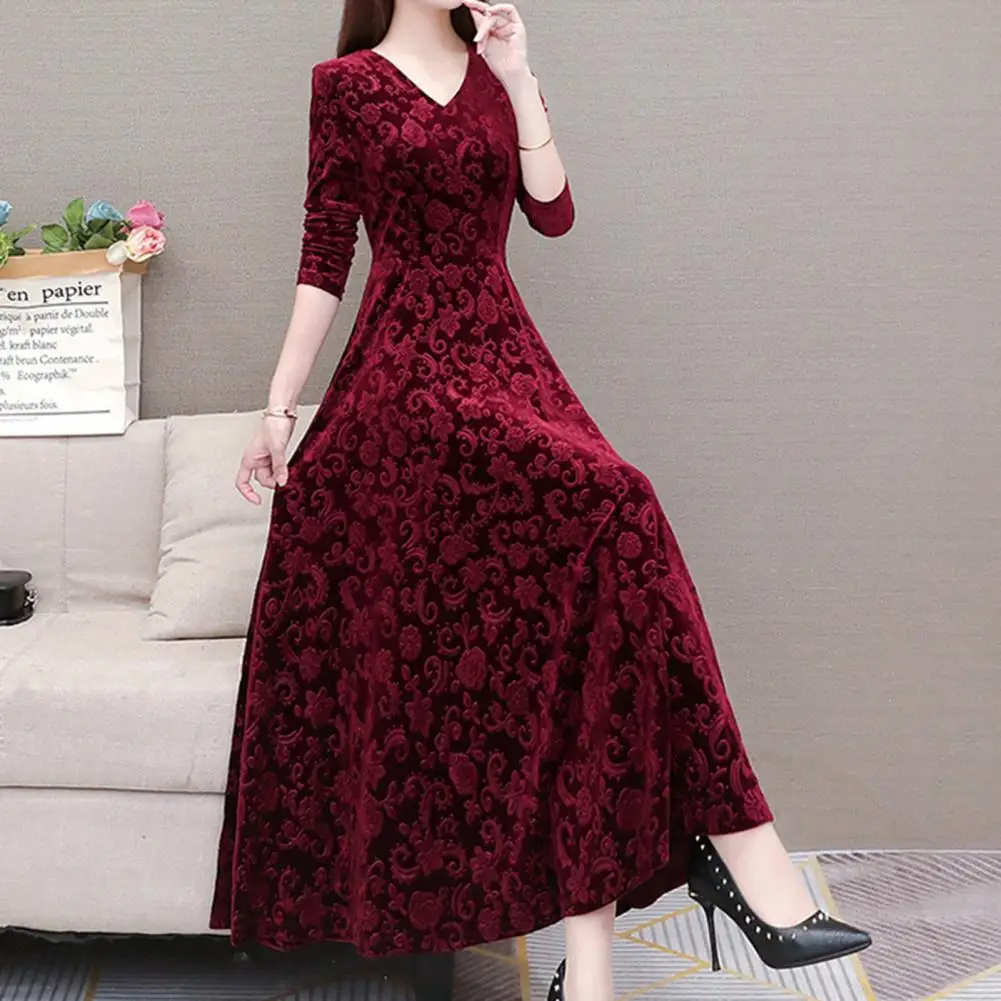 Maxivestido-plisado-de-terciopelo-para-mujer-dise-o-nico-c-modo-c-lido ...