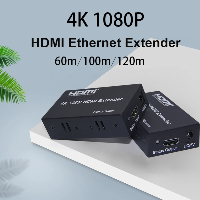 Extensor HDMI 4k de 60M, 100M, 120m a través de Cat5e, Cat6, Rj45 ...