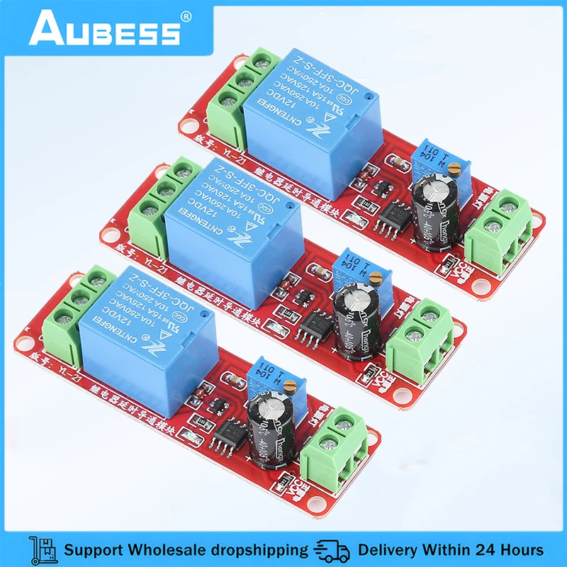 NE555 DC12V Delay Relays Multifunctional Shield 0~10s Time Delay Relay Module Delayed Disconnect ...