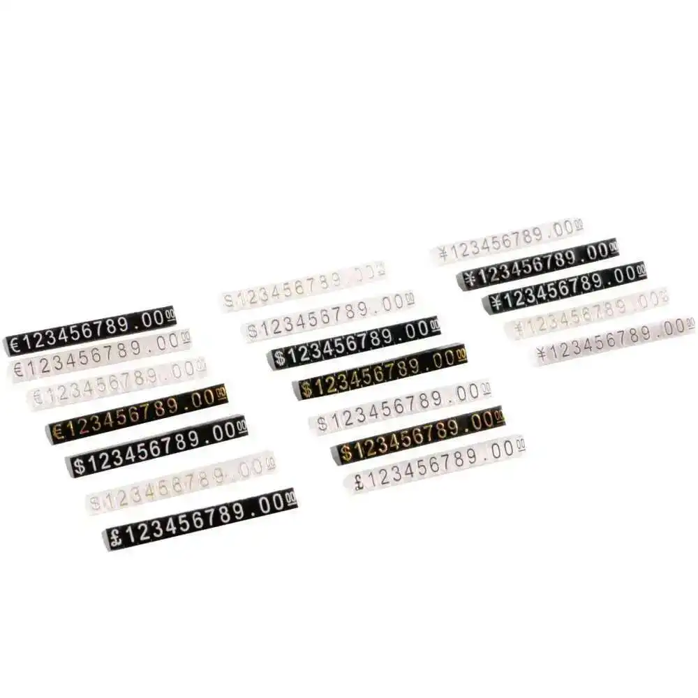 10pcs Adjustable Mini Cube Price Tag Display Number Gold On Clear ...