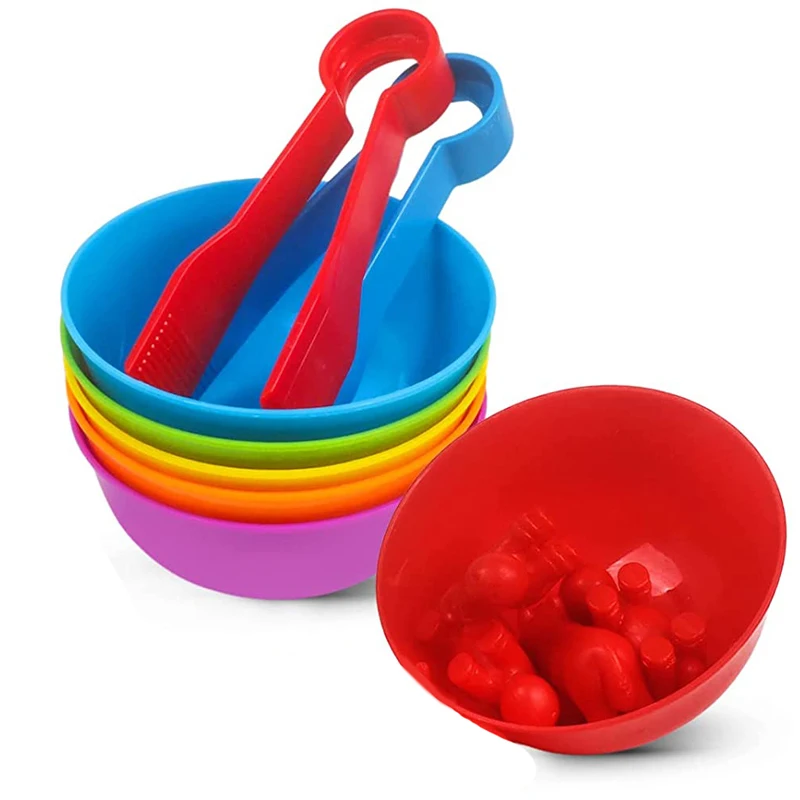 8pcs Sorting Bowls Set with 2 Tweezers 6 Colors Counting and Sorting ...