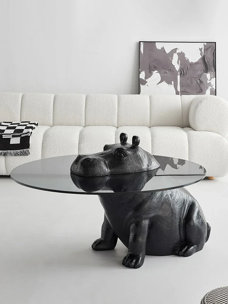 Creative-hippo-coffee-table-Italian-living-room-glass-round-tea-table ...