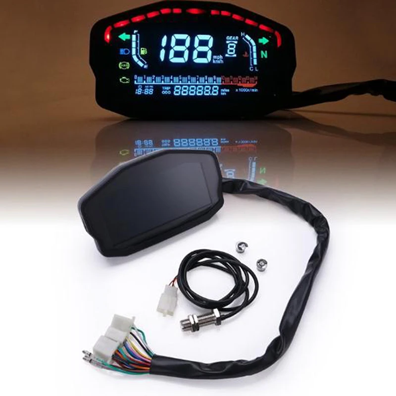 Universal-Motorcycle-LCD-Digital-Tachometer-LED-Speedometer-Odometer ...