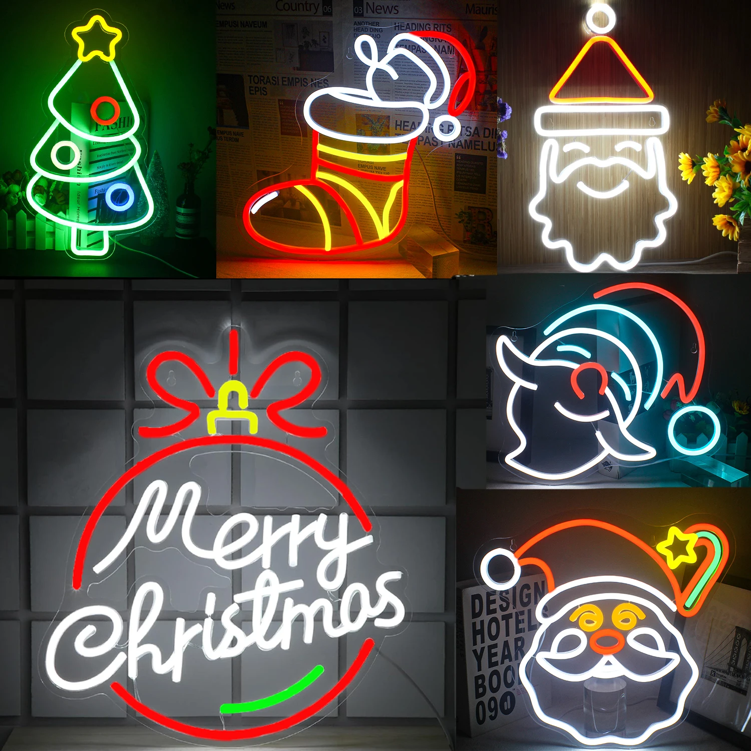 Merry-Christmas-Neon-Sign-Led-Neon-Lights-Santa-Hat-for-Light-Up-Signs ...