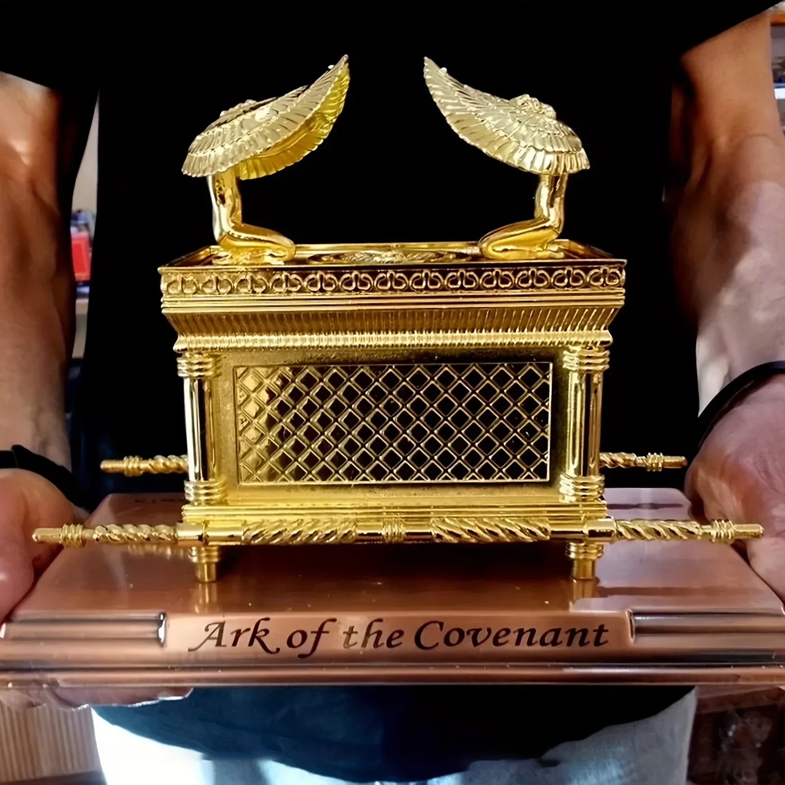 Ark Of The Covenant Figurine Golden Plated Stand Jerusalem Replica ...
