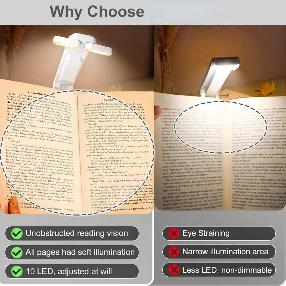 Portable Reading Light – USB Rechargeable Book Light for Reading – Hiteck