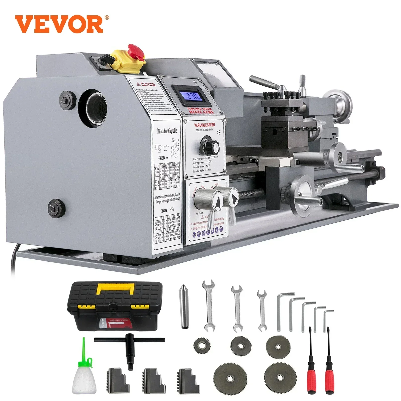 VEVOR-Mini-Metal-Lathe-Machine-Variable-Speed-Large-Swing-Range-Small ...
