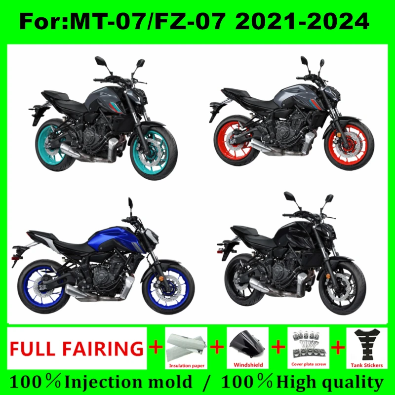 Motorcycle Injection Full Fairing Kit Fit For 2021 - 2024 Yamaha MT07 ...