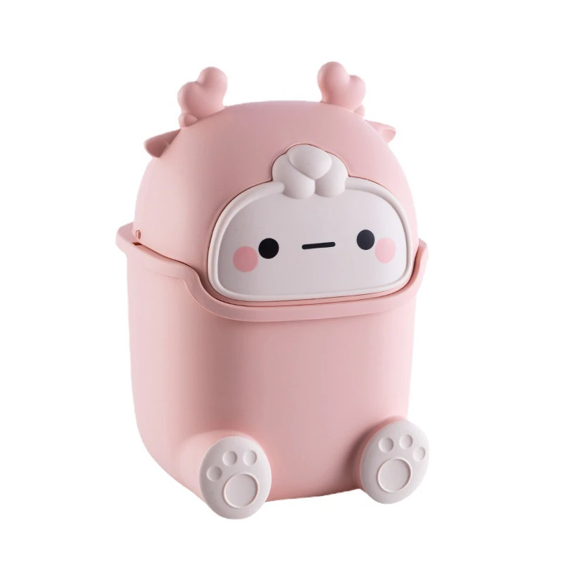 Ins Desktop Small Trash Bin Waste Bin Bedroom Home Cute Trash Can With ...